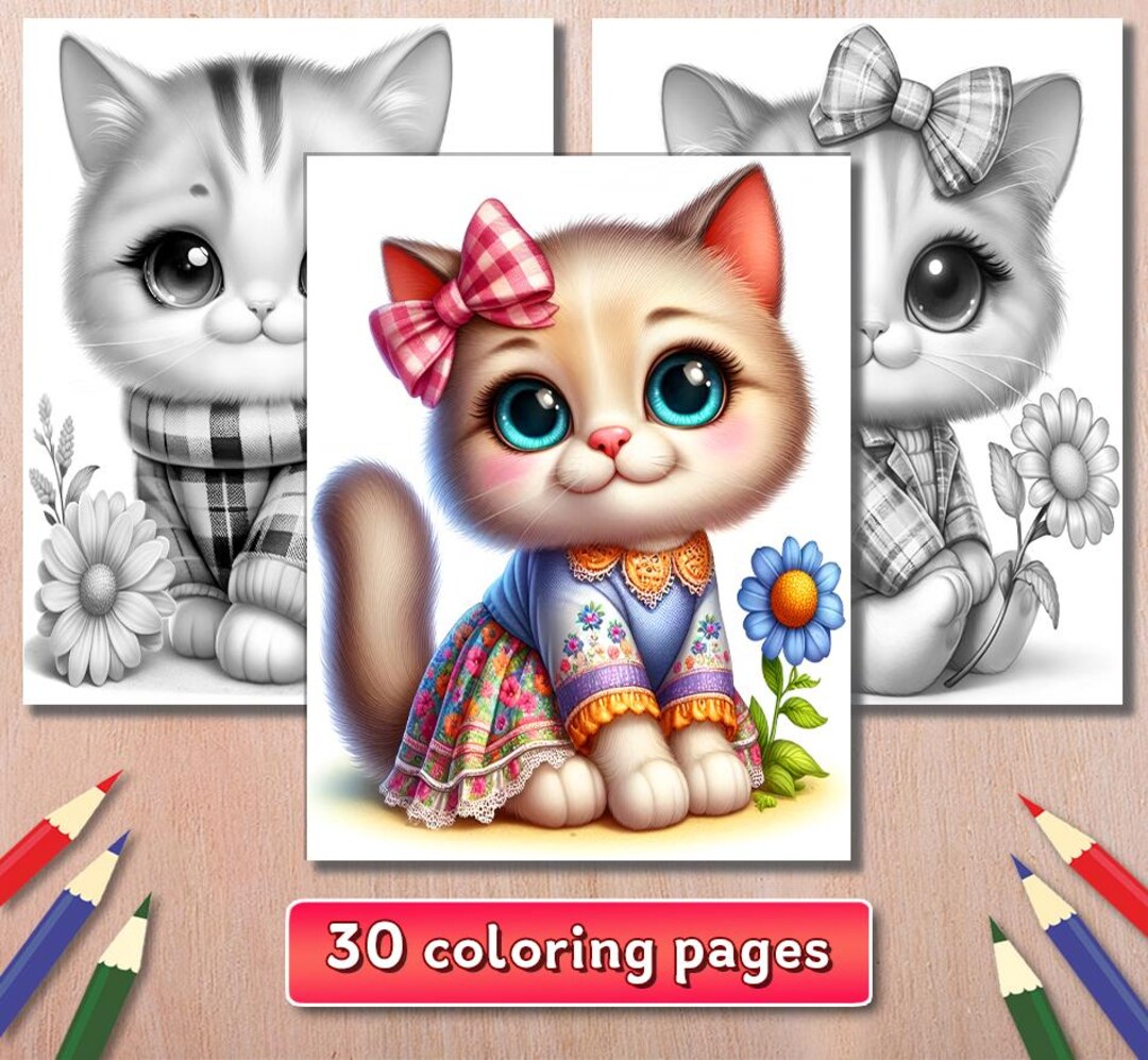 30 Cute Kittens Coloring Pages, Coloring of Cute Cats, Kittens ...