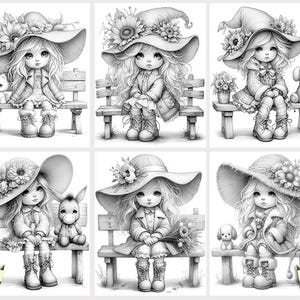 30 Girls on a Bench Coloring Pages, Female Grayscale Coloring Book ...