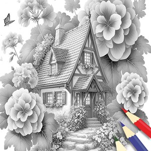 Enchanted Fairy House Coloring Pages, Fairy Home for Adult and Kids ...
