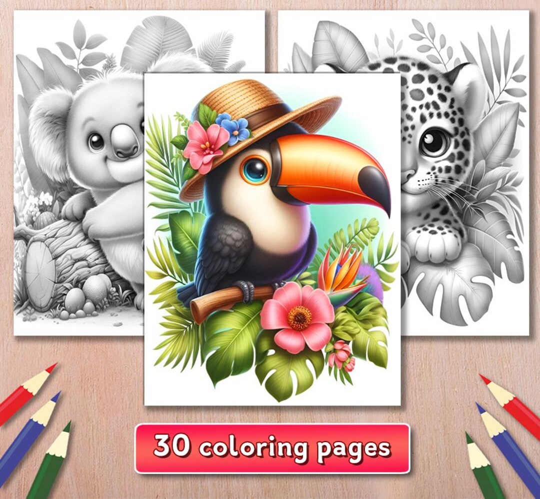30 Wild Animals Coloring Pages, Cute Baby Wild Animals Coloring Book ...
