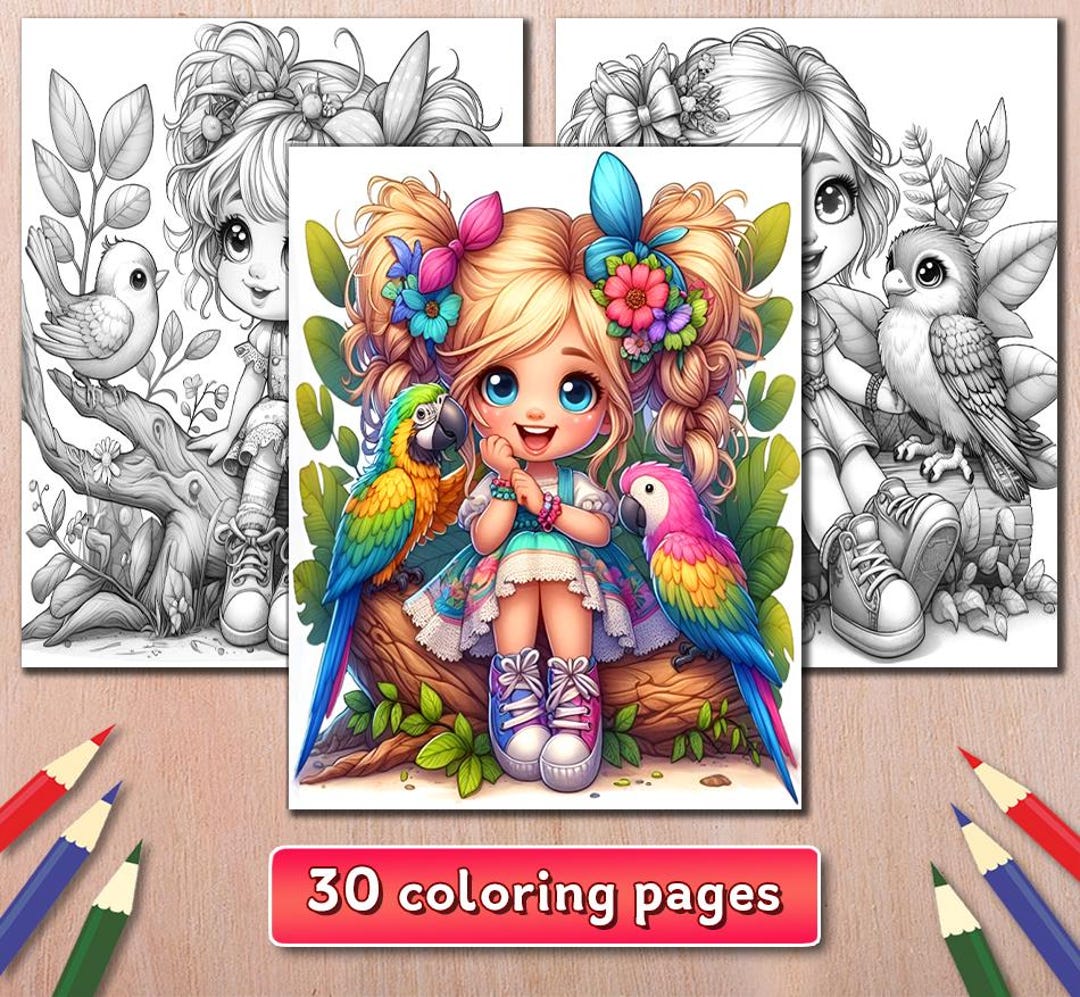 30 Girl With a Bird Coloring Pages, Cute Little Girl With a Bird ...