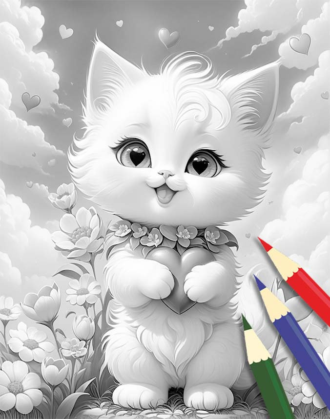 30 Cute Floral Baby Animal Coloring Pages Adult and Kids, Grayscale ...