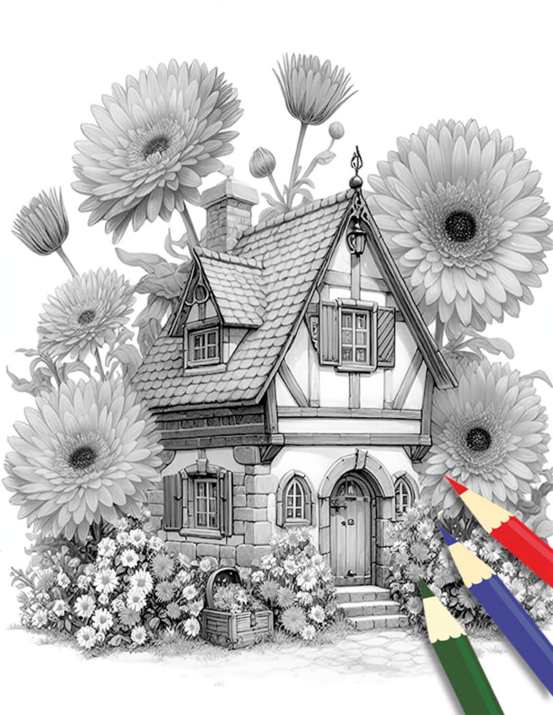Enchanted Fairy House Coloring Pages, Fairy Home for Adult and Kids ...