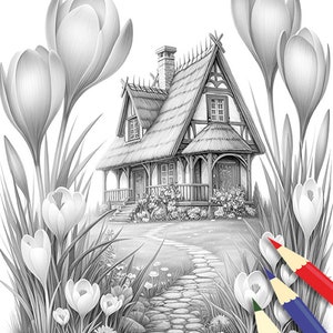 Enchanted Fairy House Coloring Pages, Fairy Home for Adult and Kids ...