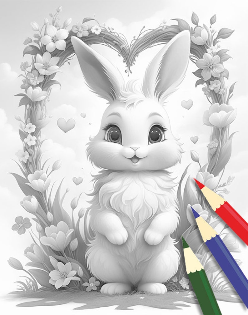 30 Cute Baby Animal and Flowers, Coloring Book Adult and Kids ...