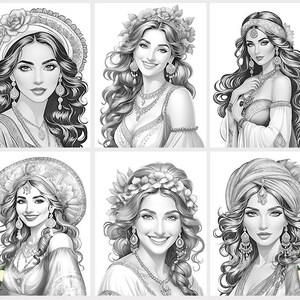 30 Gypsy Woman Coloring Pages, Portraits of Gypsy Women Coloring Book ...