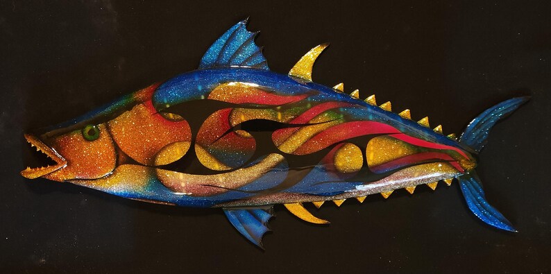 Tuna , Custom Kandy Paint Over Metal Flakes - Solid Wood With Epoxy ...