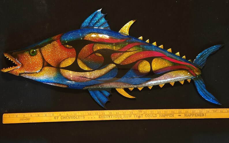 Tuna , Custom Kandy Paint Over Metal Flakes - Solid Wood With Epoxy ...