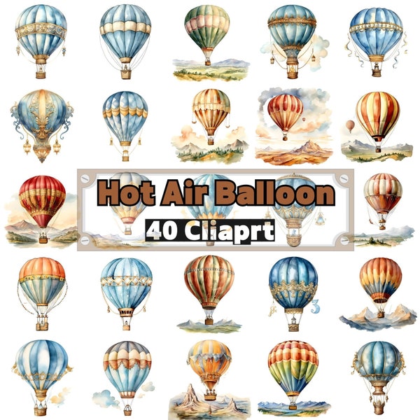 Hot Air Balloon Clipart - Etsy