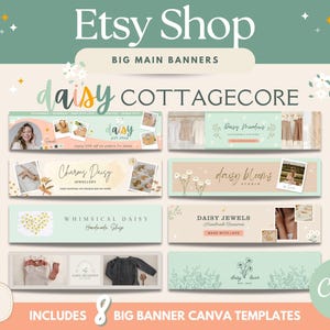 Daisy Cottagecore Etsy Banner Template Etsy Sellers Store Canva ...