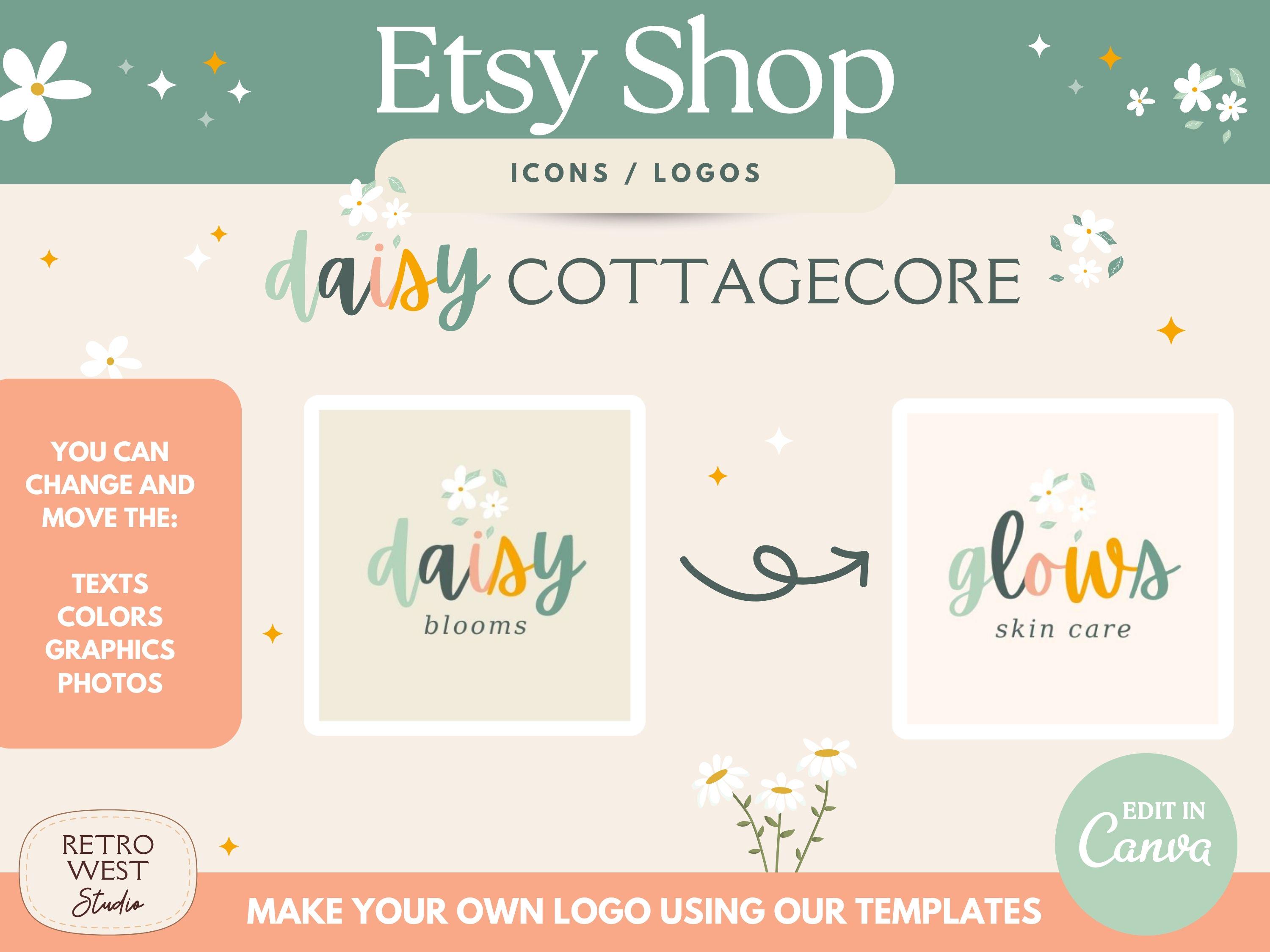 Daisy Cottagecore Etsy Shop Kit, Etsy Banner Template Canva, Etsy ...