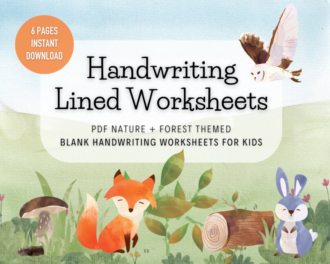Printable Kids' Writing Practice Worksheets Forest-themed | Blank ...