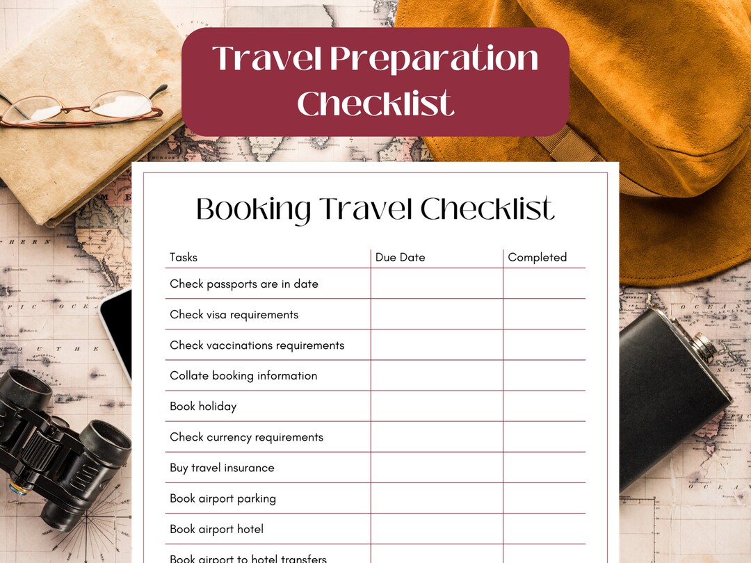 Travel Preparation Checklist / Travel Organiser / Travel Planner ...