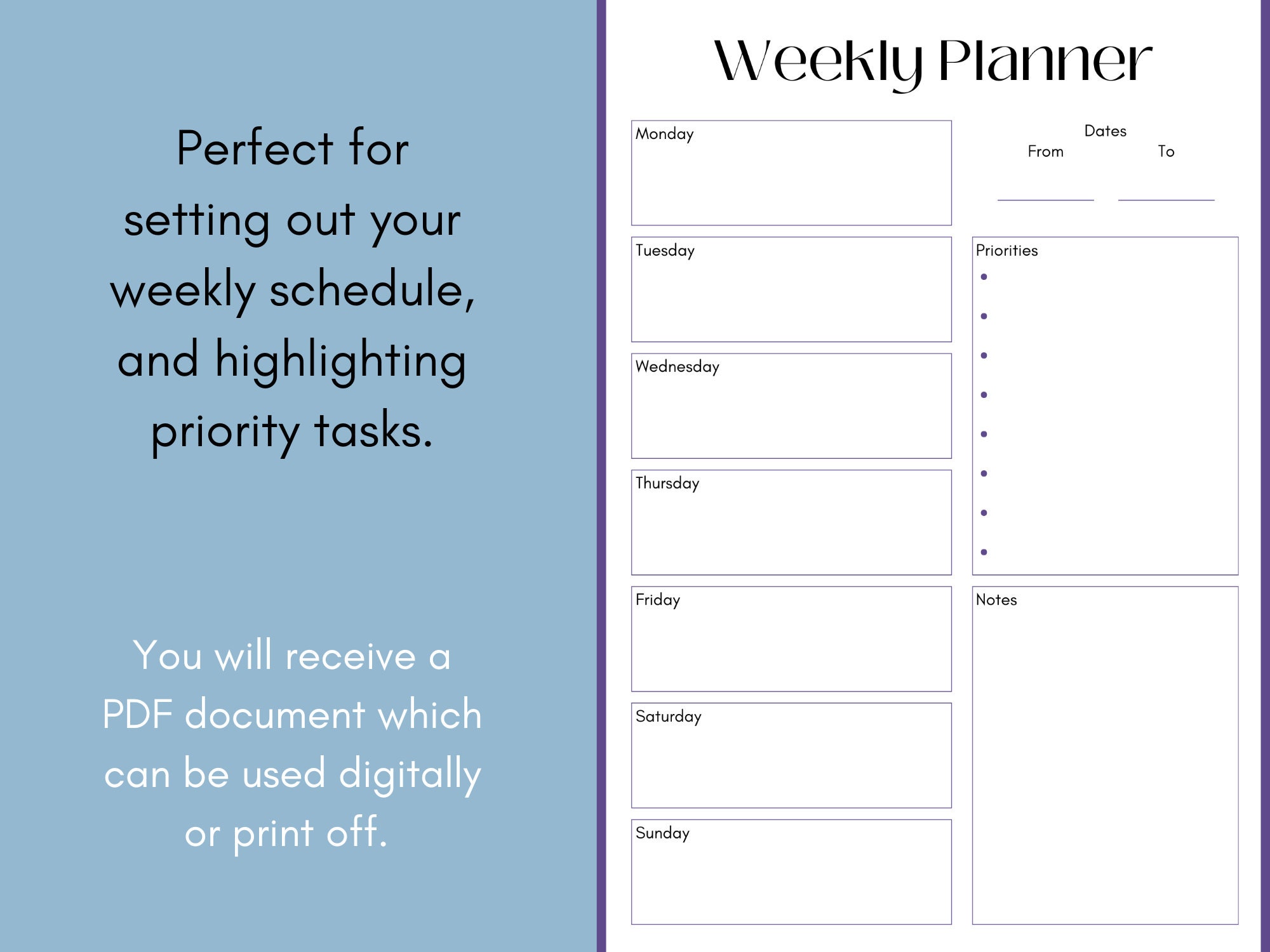 Printable & Digital to Do List / Weekly to Do Planner / PDF Checklist ...