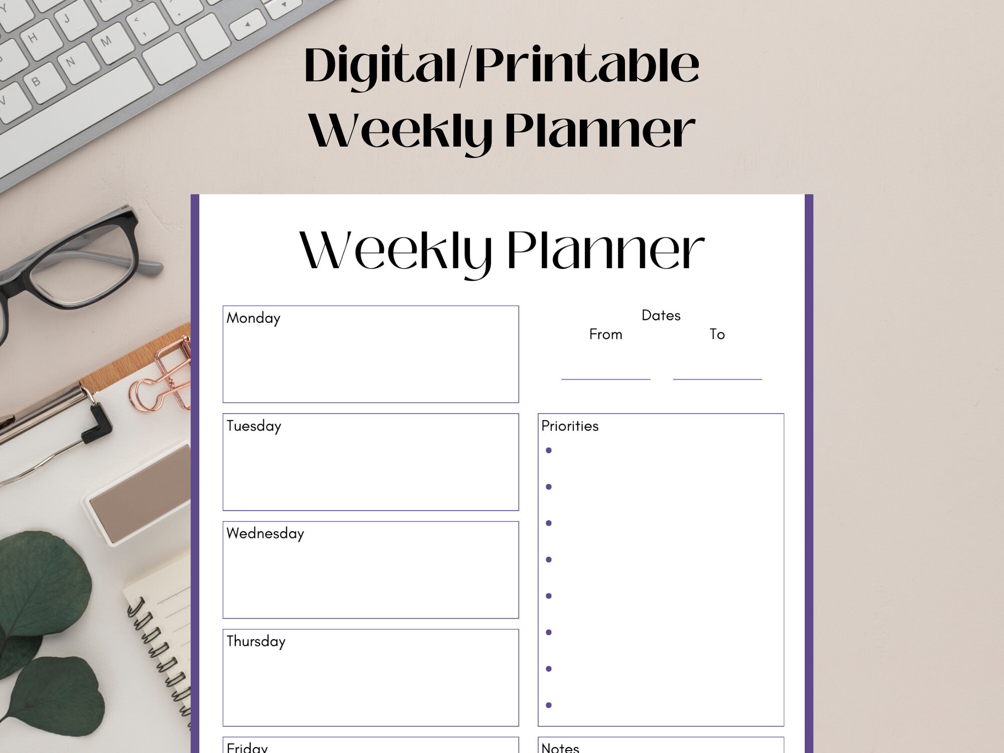 Printable & Digital to Do List / Weekly to Do Planner / PDF Checklist ...