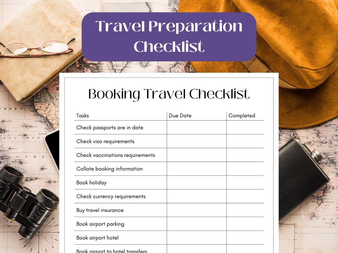Travel Preparation Checklist / Travel Organiser / Travel Planner ...