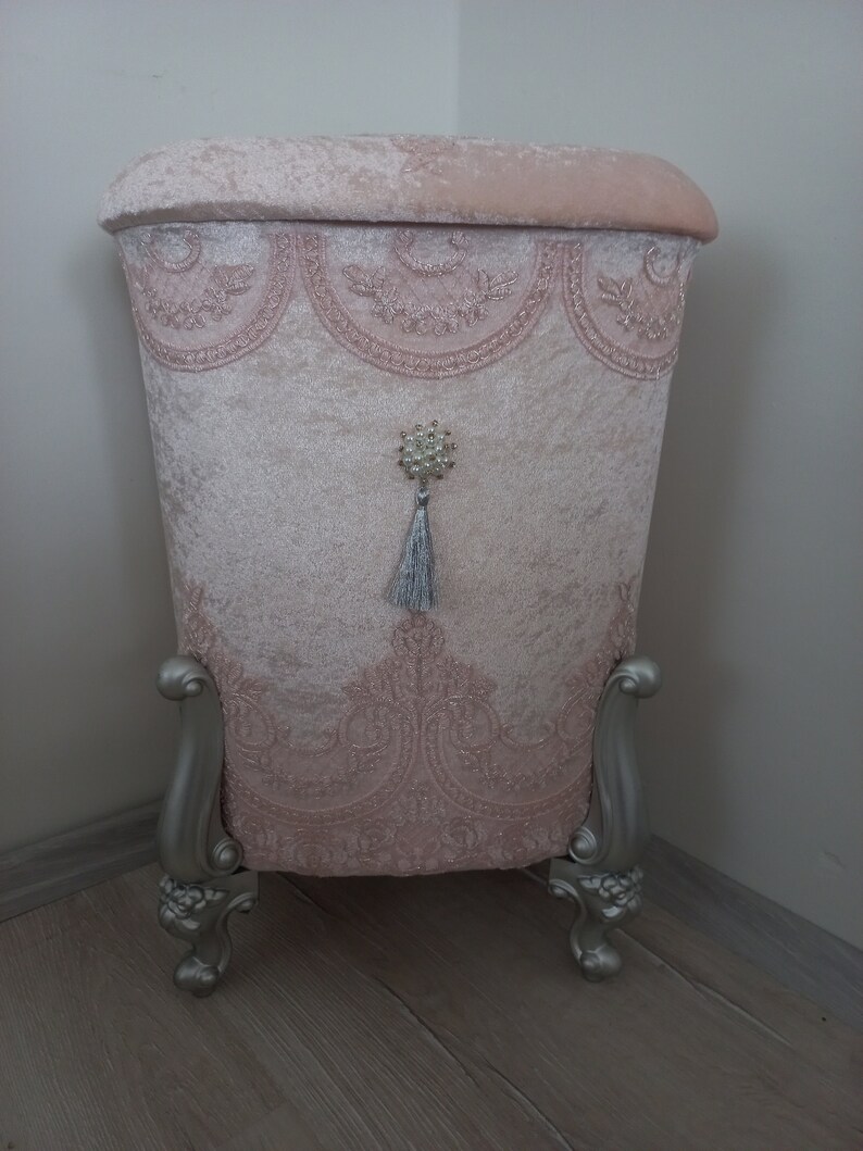 Handmade Powder Pink Velvet Laundry Basket: Silver Accents - Etsy