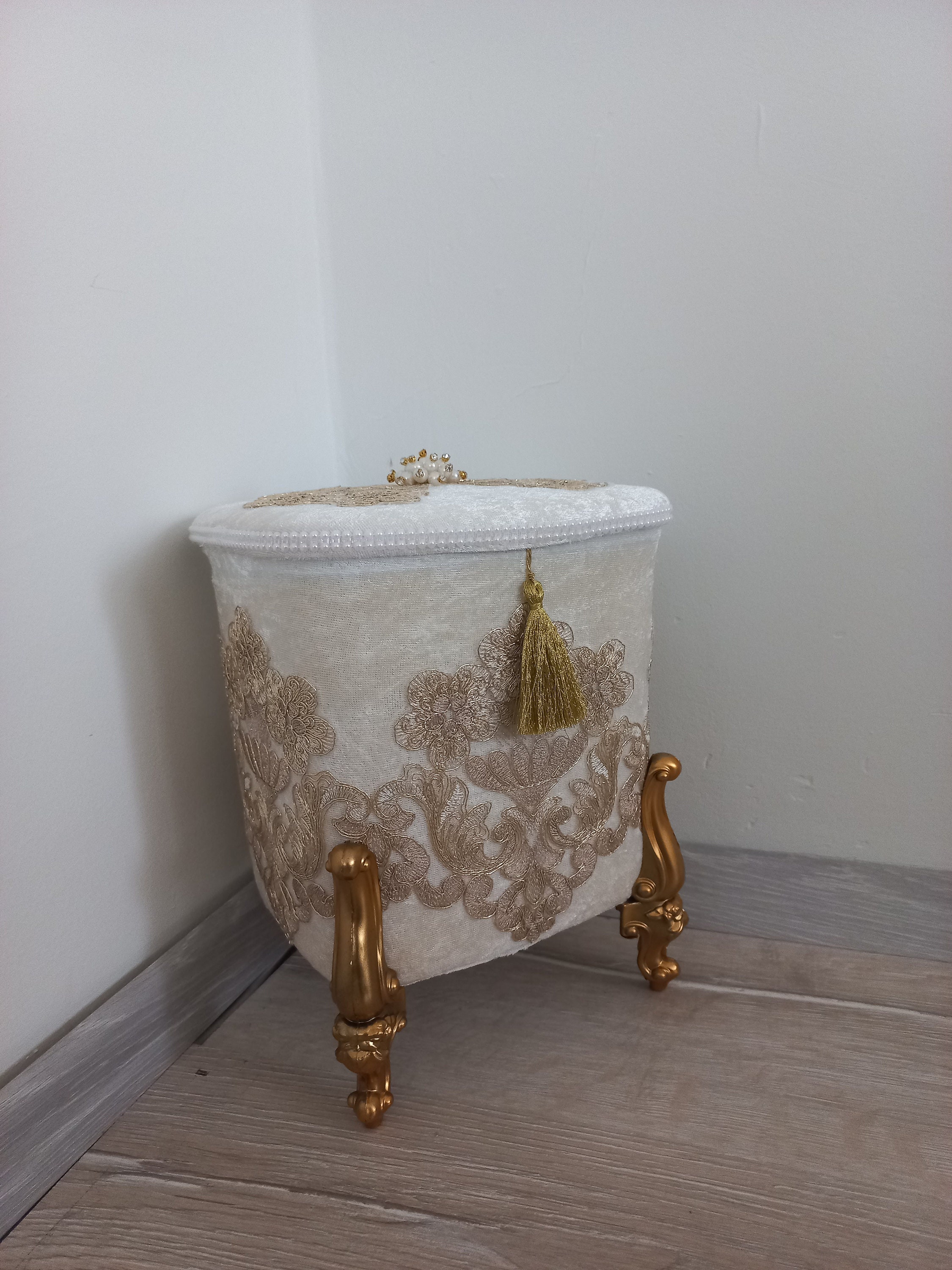 Square Detergent Box With Gold Detail,trash Can,bathroom Decor,soap Box ...