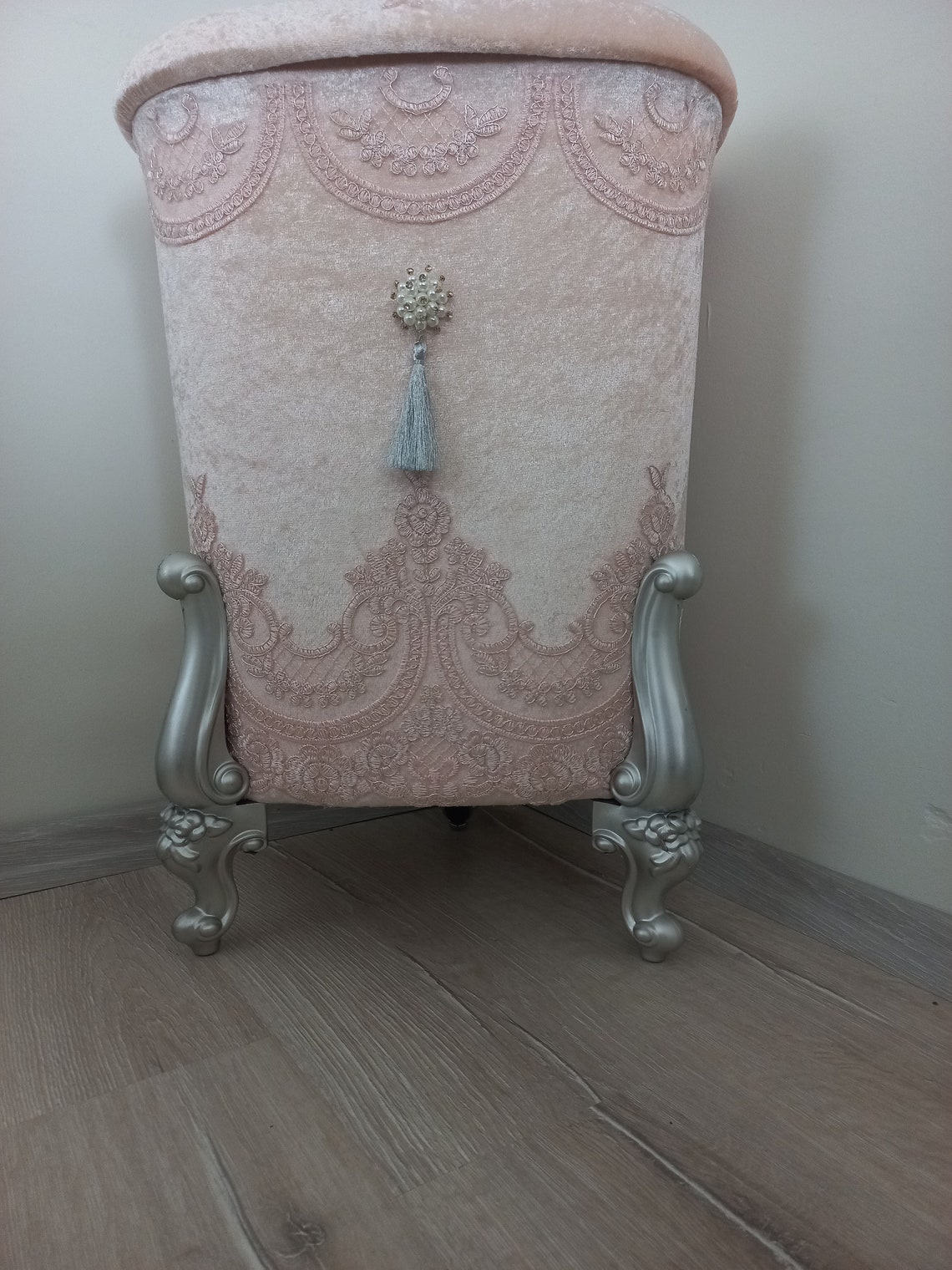 Handmade Powder Pink Velvet Laundry Basket: Silver Accents - Etsy