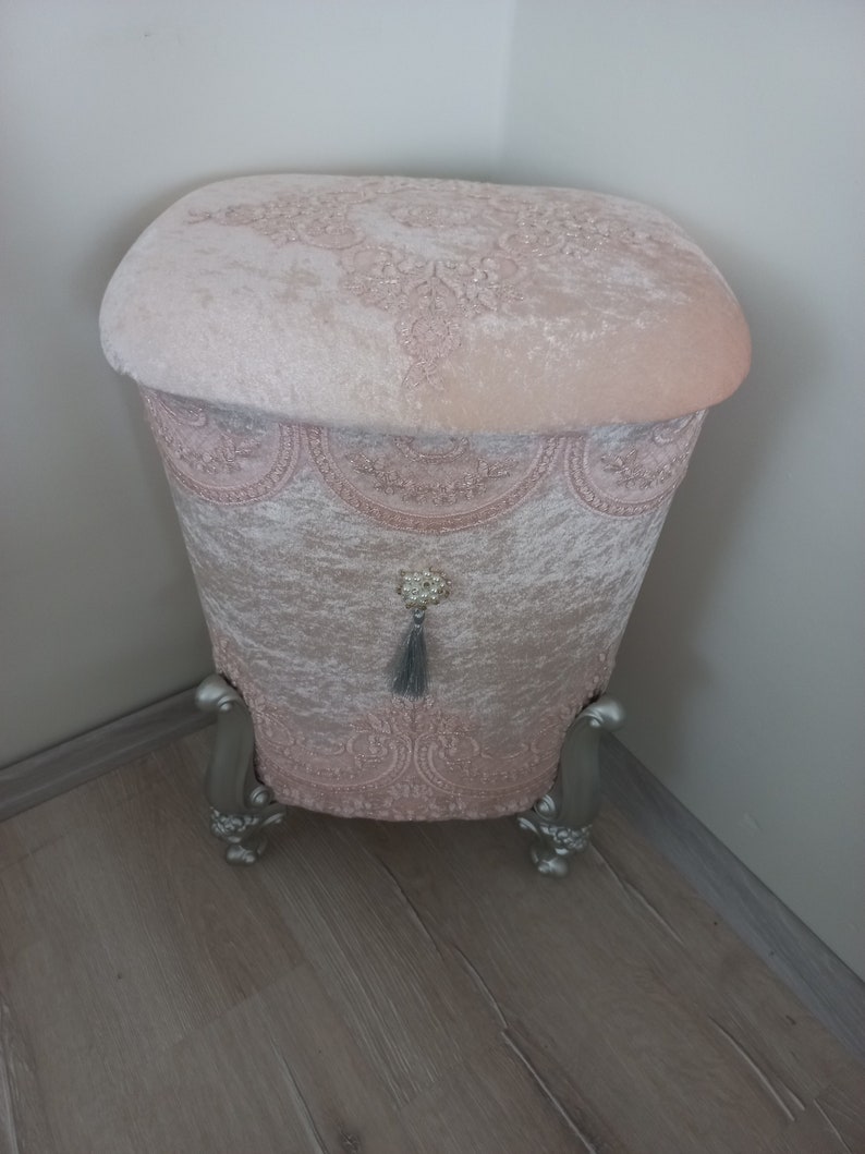Handmade Powder Pink Velvet Laundry Basket: Silver Accents - Etsy