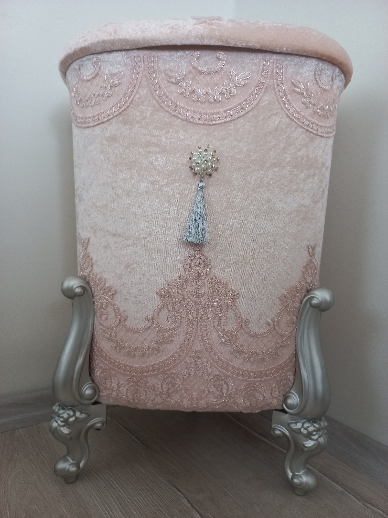 Handmade Powder Pink Velvet Laundry Basket: Silver Accents - Etsy