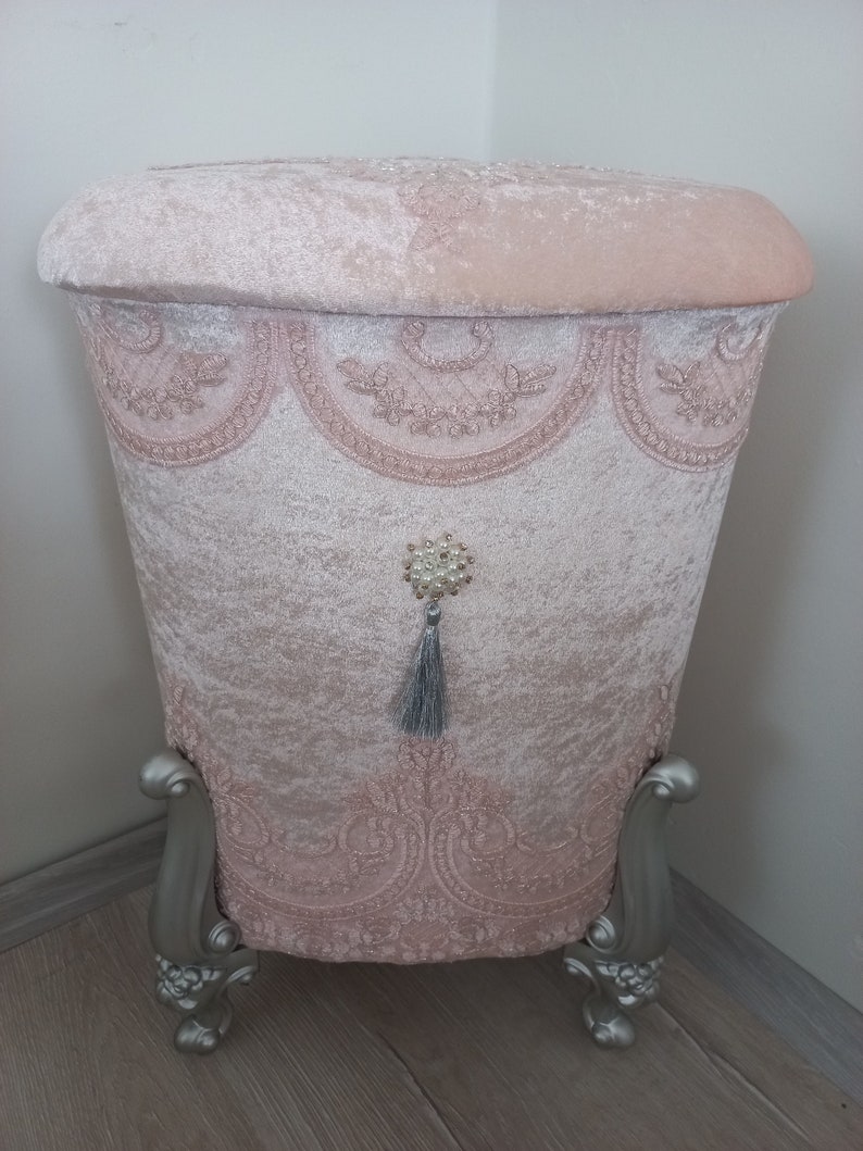 Handmade Powder Pink Velvet Laundry Basket: Silver Accents - Etsy