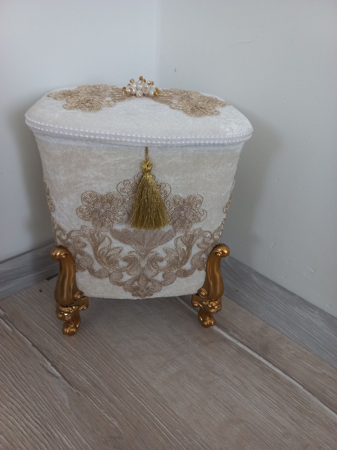 Square Detergent Box With Gold Detail,trash Can,bathroom Decor,soap Box ...