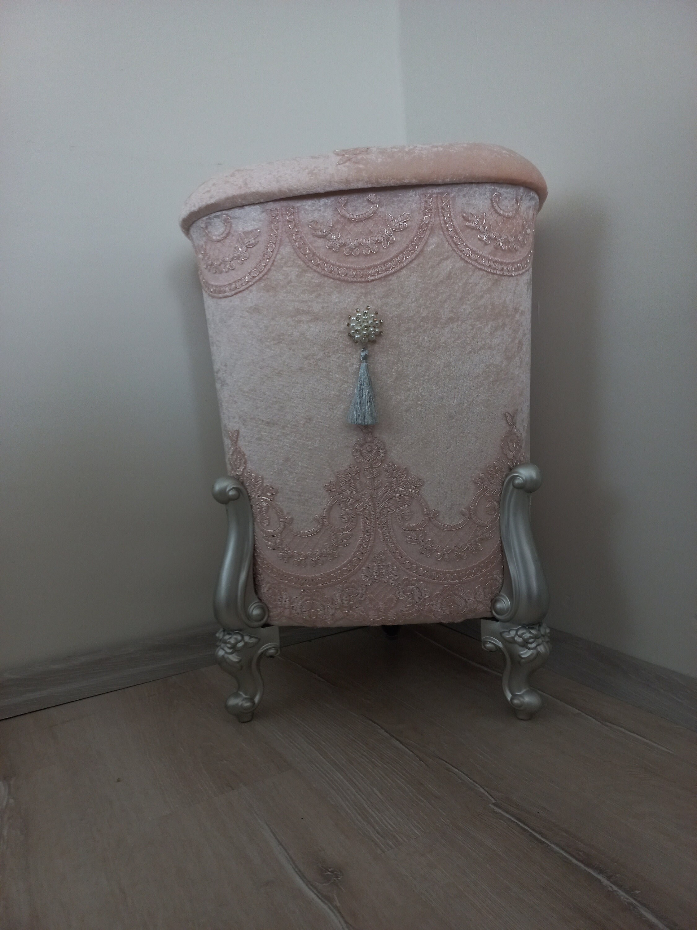 Handmade Powder Pink Velvet Laundry Basket: Silver Accents - Etsy
