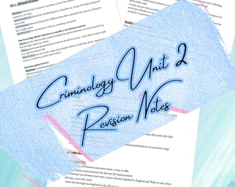 Criminology Unit 3 Revision Notes Digital PDF Printable - Etsy
