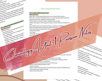 Criminology Unit 3 Revision Notes Digital PDF Printable - Etsy
