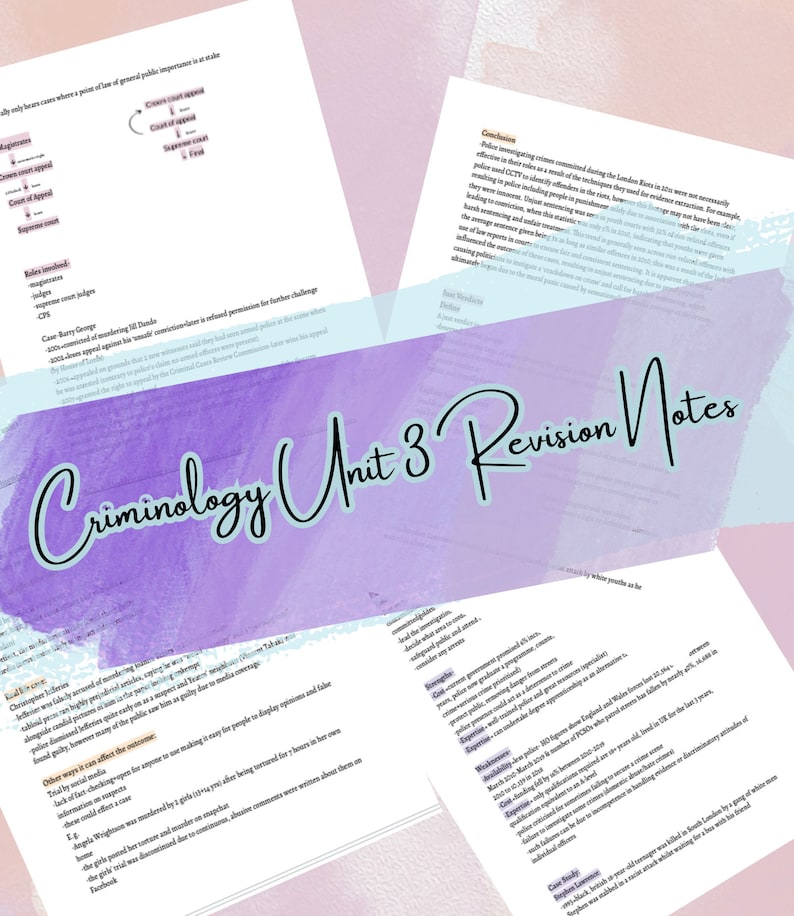 Criminology Unit 3 Revision Notes- Digital PDF Printable - Etsy
