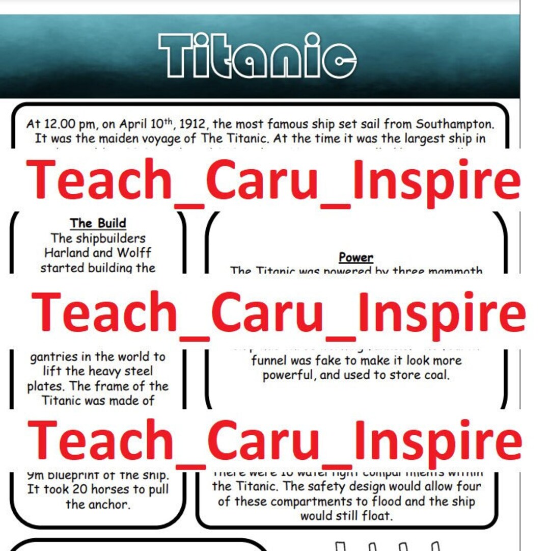 Comprehension Task, Home School Help, Titanic, Differentiated, Teaching ...