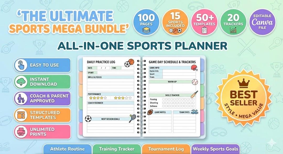 Ultimate Sports Planner for Kids – 16-in-1 Sports Mega Bundle ...