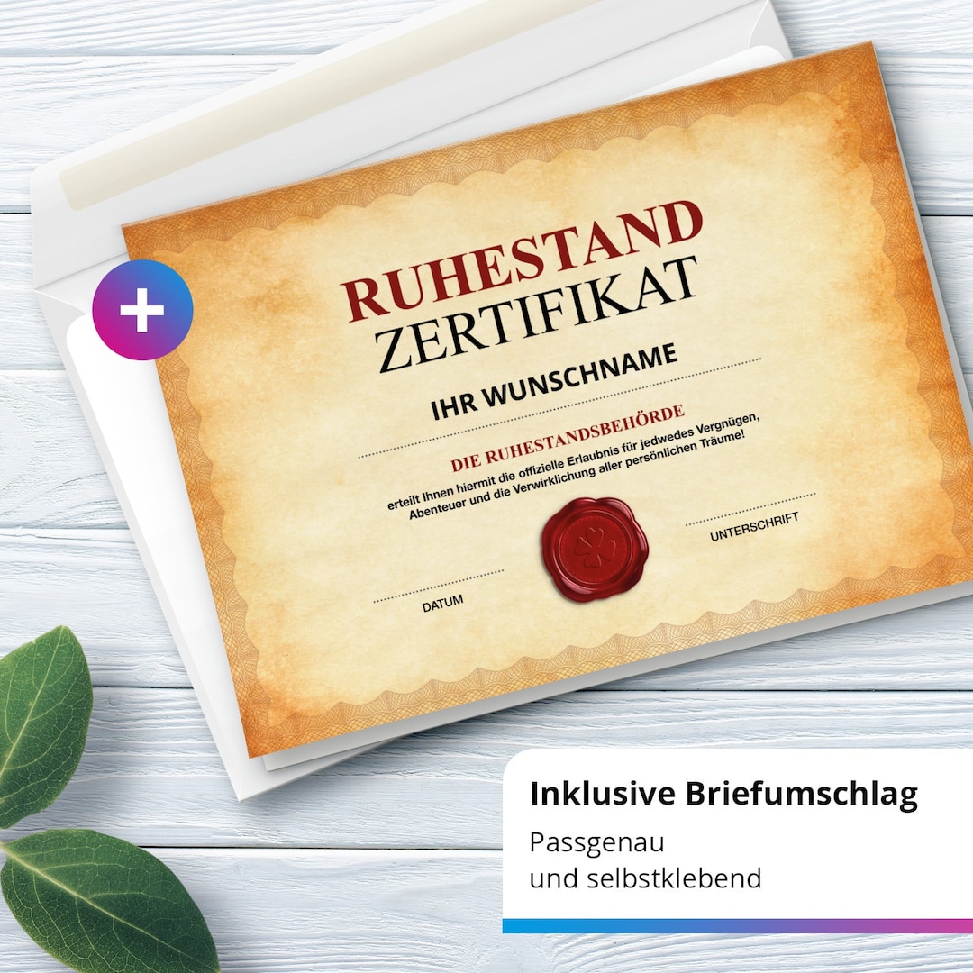 XXL Abschiedskarte PERSONALISIERT (A4) - Zertifikat Urkunde Vintage ...