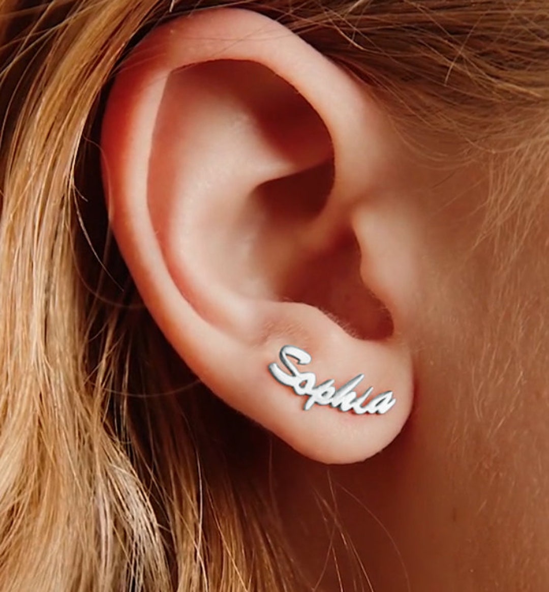 Name Earrings - Personalized Custom Name Earrings for Women - Pair of Custom Script Personalized ...