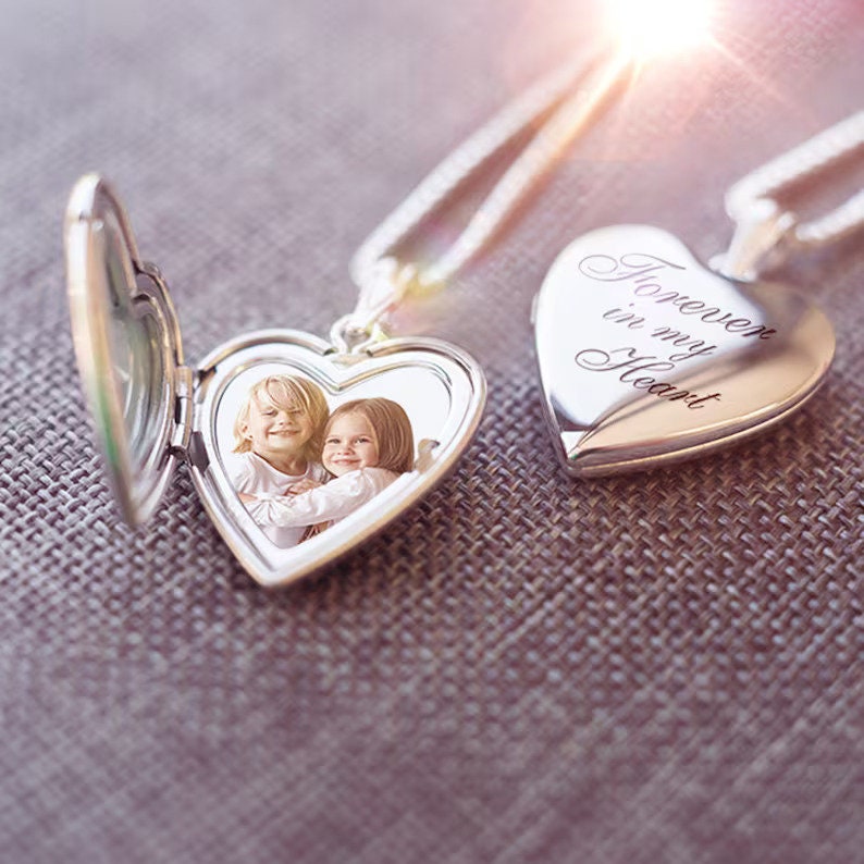 Forever & Always in My Heart Heart Photo Locket - Etsy