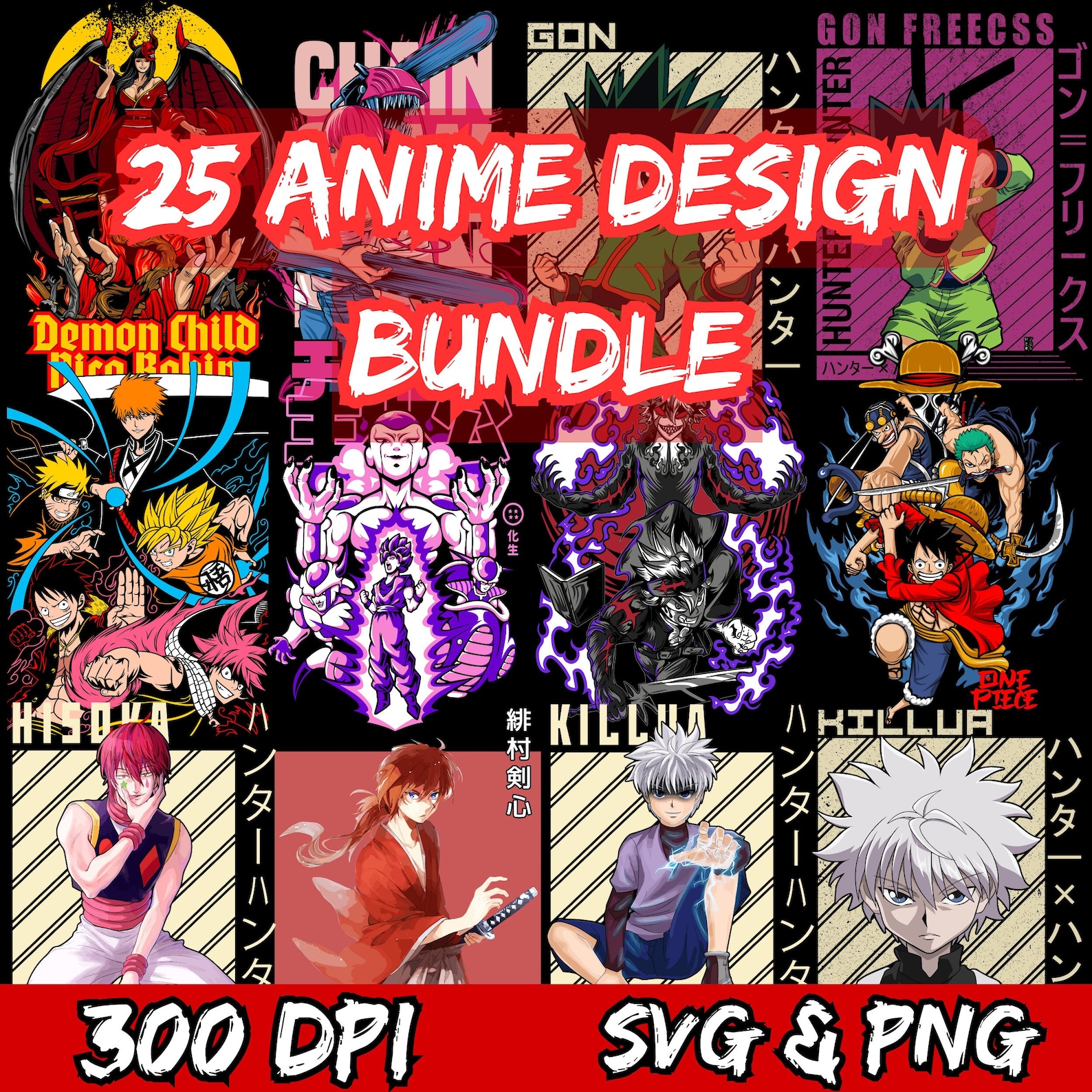 25 Digital Prints | Anime Bundle Svg | Anime Vector | Png Hd | Mega ...