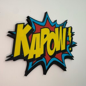 KAPOW! Comic Action Word Wall Art | Room Decor | Comic Room Decorations ...