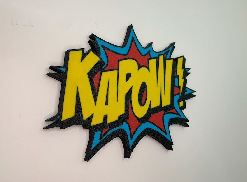 KAPOW! Comic Action Word Wall Art | Room Decor | Comic Room Decorations ...