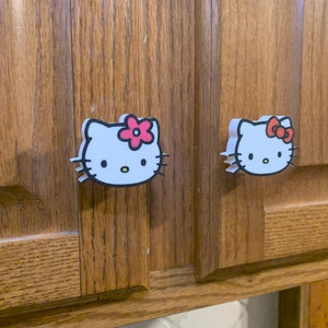HELLO KITTY Themed Drawer Knobs/handles for Nurseries, Kid's Rooms, Cabinets, and Dressers ...