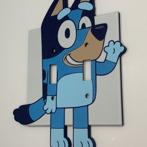 Blue Dog Cartoon Double Toggle Light Switch Cover- Plate Fun Custom ...
