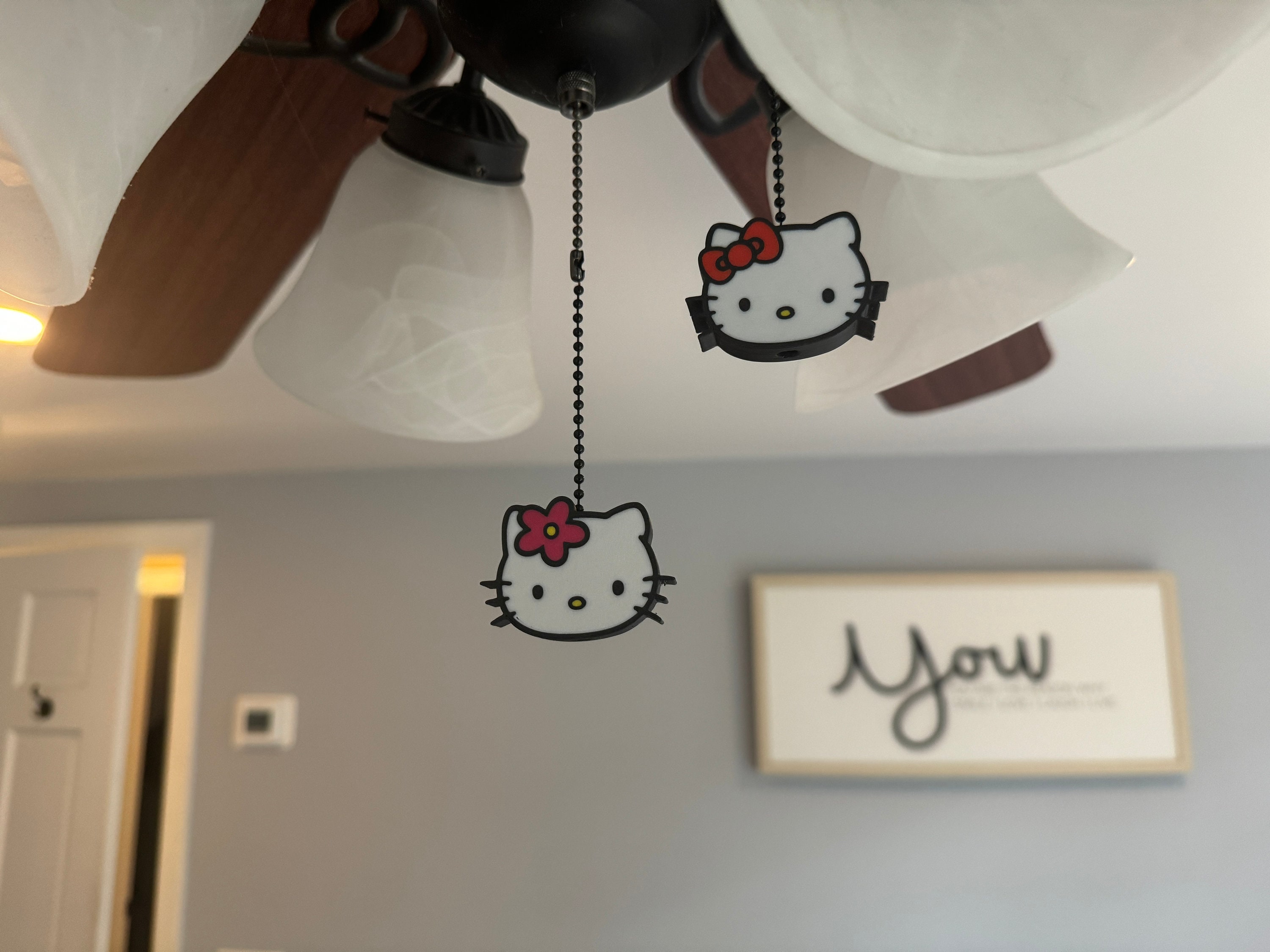 Hello Kitty Ceiling Fan Pull | Kitty Bedroom | Kitty Home Decor | (sold ...