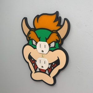 BOWSER FACE Outlet Cover Plate | Super Mario Room Wall Plate | GFCI ...