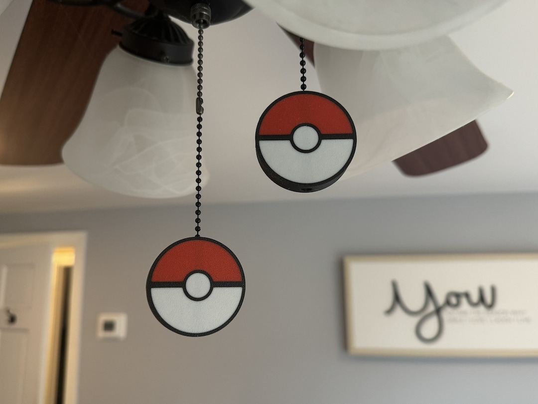 Pokeball Ceiling Fan Pull | Pokemon Bedroom | Home Decor | (sold as a ...