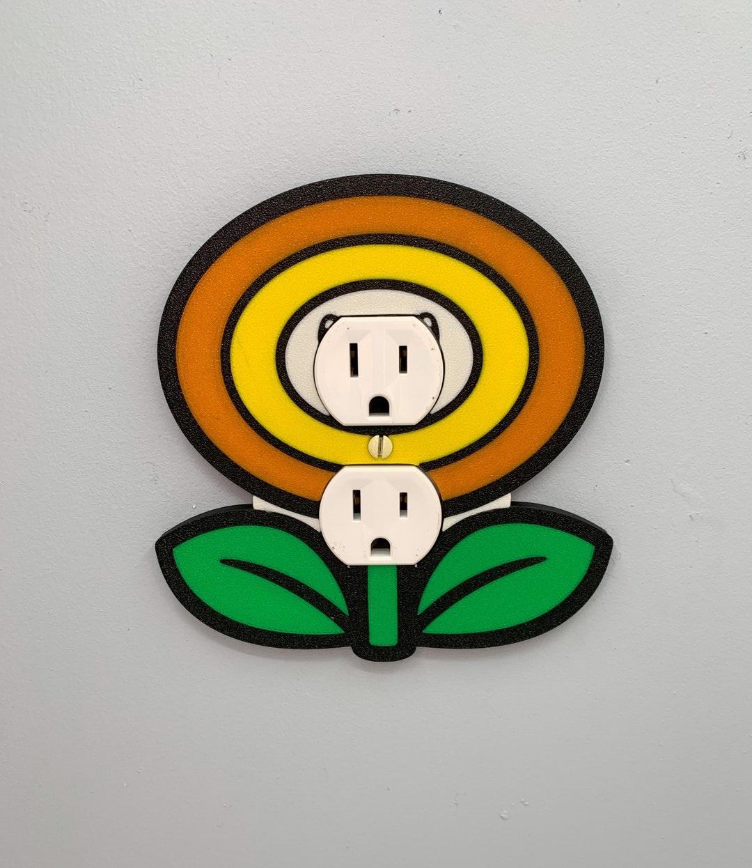Power up Plant Fire Flower Outlet Cover | Super Mario Room Wall Plate ...