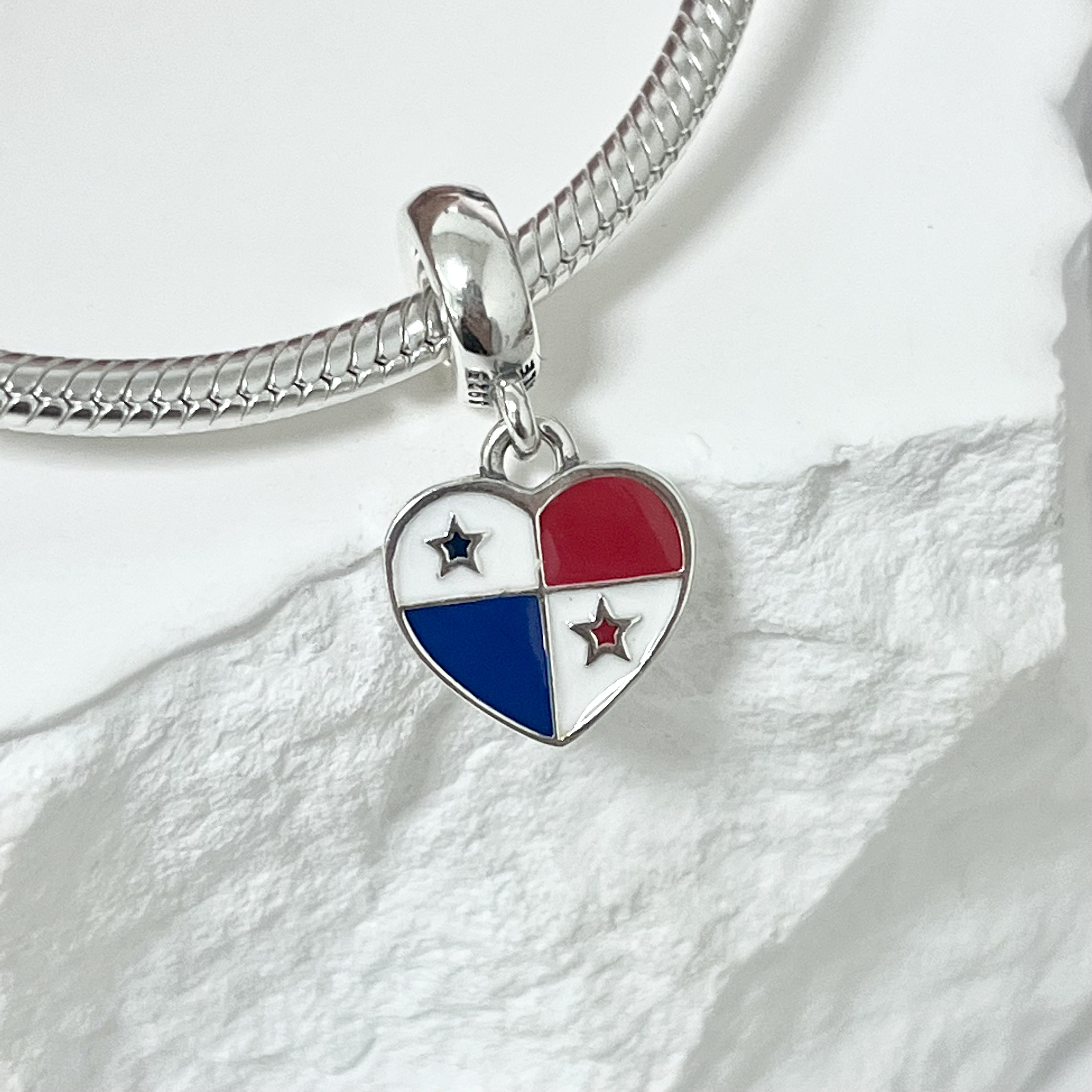 Pandora Panama Flag Heart Bracelet Charm, Panama Flag Heart Dangle ...