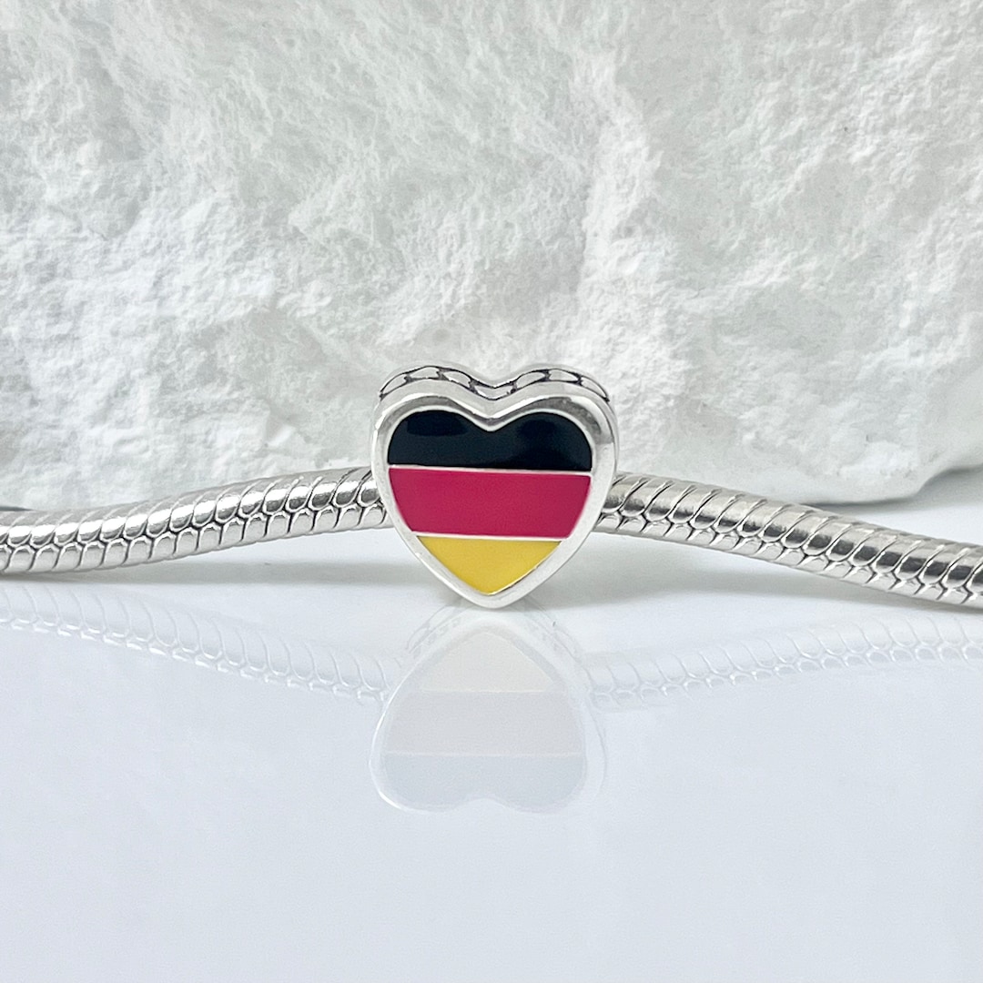 Pandora Germany Flag Bracelet Heart Bead Charm Love Germany Button ...