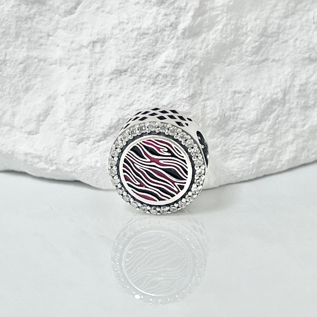 Pandora Pink Zebra-stripe Bracelet Charm, Pink Zebra-stripe Bead Button ...