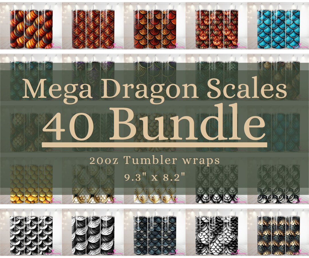 40 Dragon Scale Tumbler Wrap PNG Bundle 20oz Tumbler - Etsy