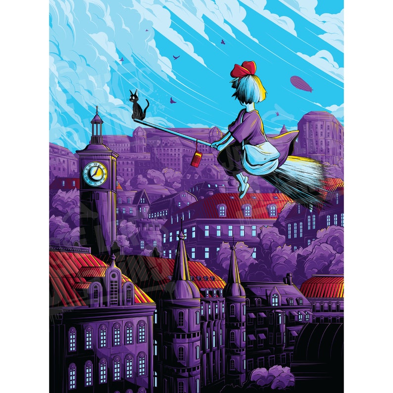 Kiki's Delivery Service Art Print - Studio Ghibli - Jiji - Etsy